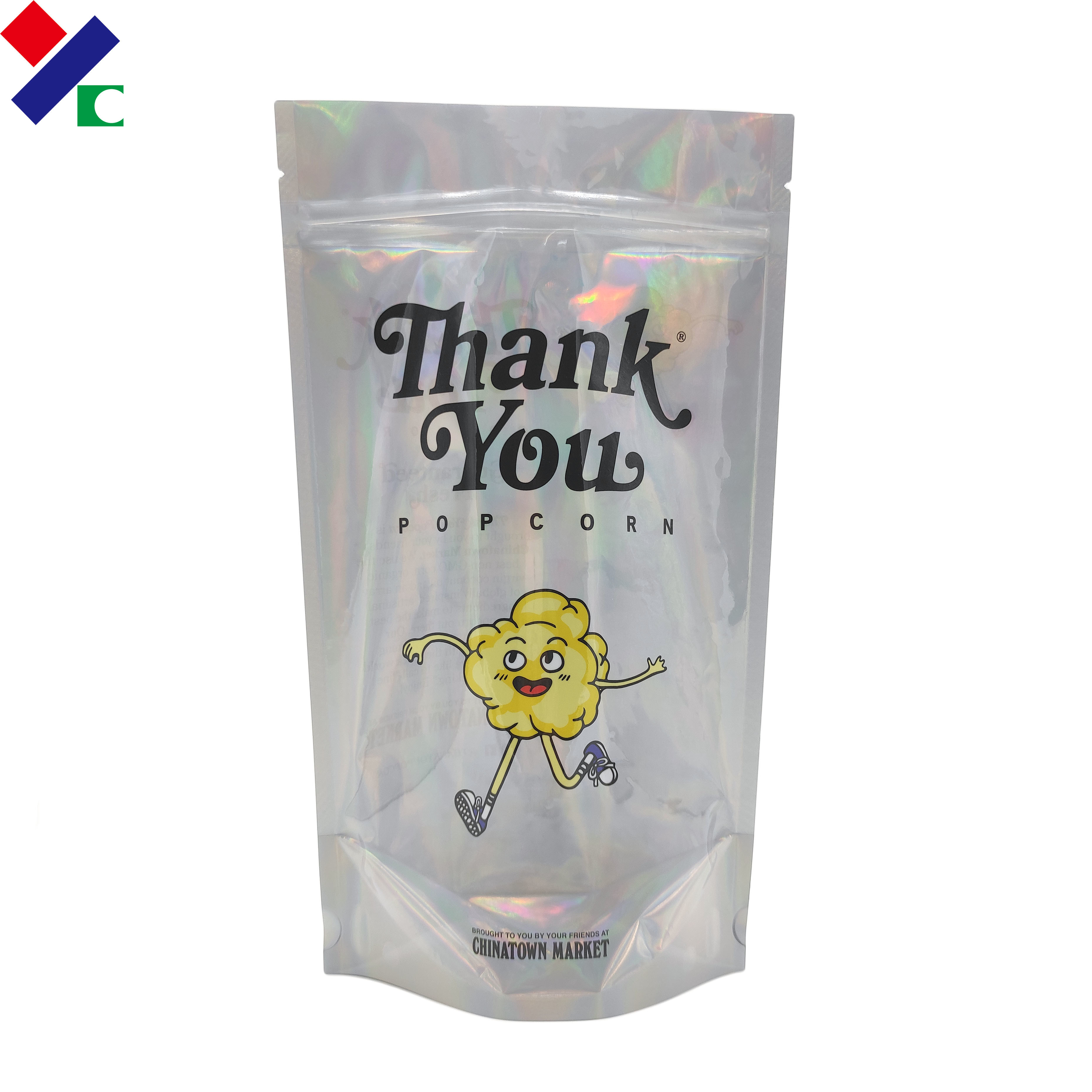 Hang Hole Ziplock Stand Up Bags , 120 Micron Popcorn Packaging Pouch
